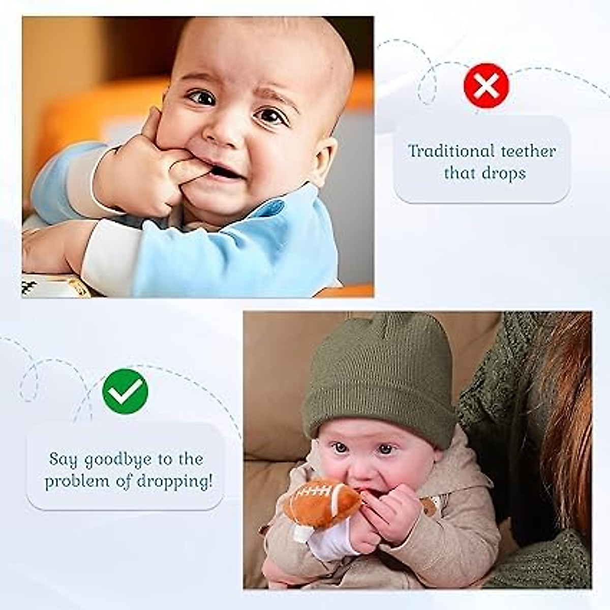 Wristy Buddy Teething Ring for Babies 0-6 8 10 12 Months | Cute Soft Football Teething Toys & Gloves | Baby Teething Relief Toy Pack | Infant Chew Toys for 3-6 Months, 1 2 3 Years