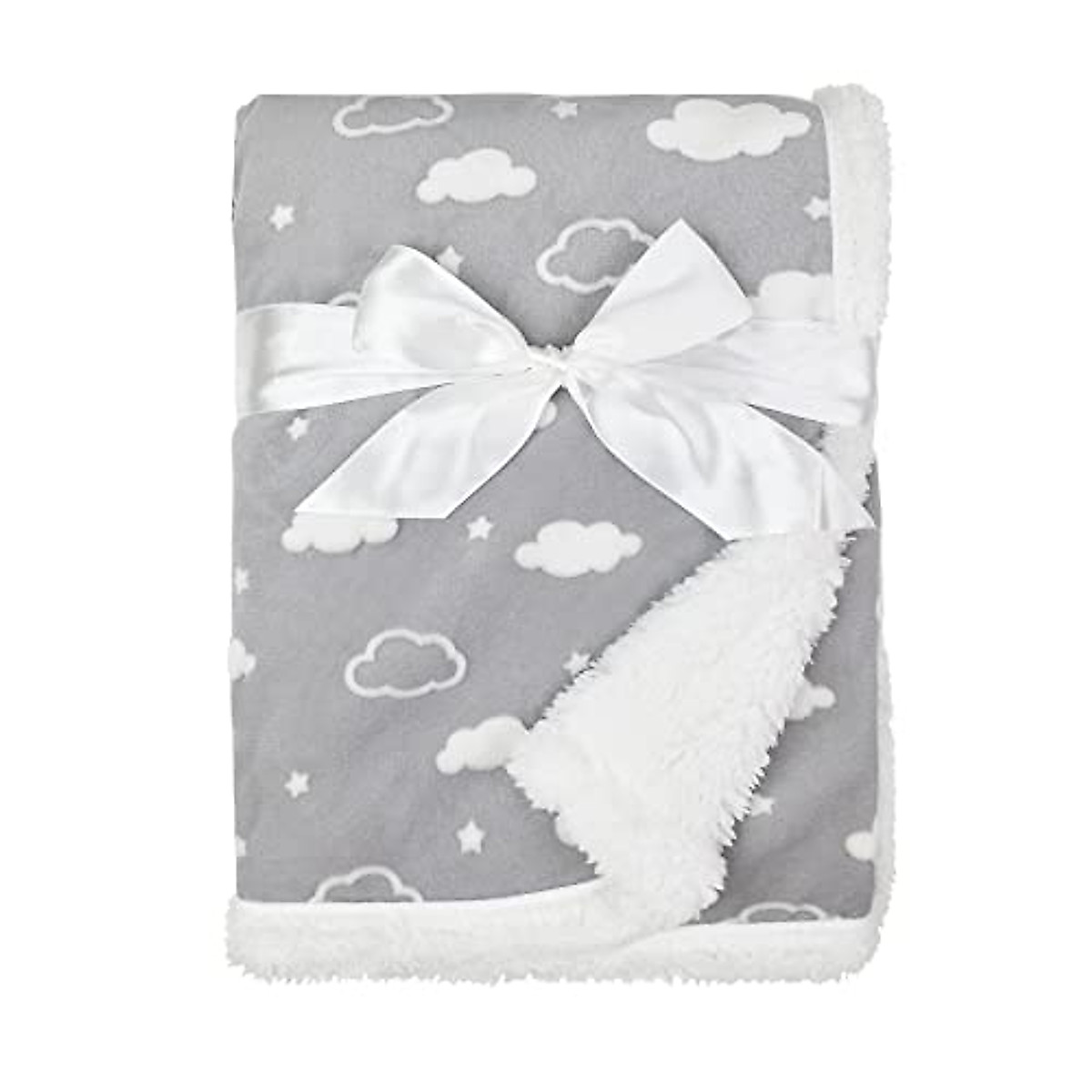 TL Care Heavenly Soft Chenille Sherpa Receiving Blanket, 3D Gray, 30" x 35", Warm and Cozy for Boys and Girls, Ideal for Baby Carrier, Stroller, and Travel