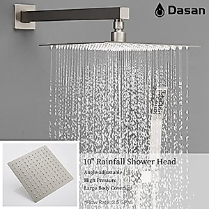 DASAN Tub Shower Faucets Sets Complete Brushed Nickel Bathtub Shower System with Tub Spout, Bathtub Faucet Set Tub and Shower Faucet Combo Trim Kit with Rough-in Valve, DA-SS03BN-S10W