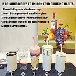 YULUDZSW Stainless Steel Vacuum Insulated Tumbler, With Lid And Straw, 20 Oz Perfect Size Iced Coffee Smoothie Cup, 3 In 1 Water Cup, For Home, Office Or Car, Hot And Cold Drinks Thermal