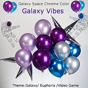 Chrome Purple and Blue Balloon Garland Arch Kit 130Pcs Double stuffed lilac Silver Metallic Balloons For 2023Graduation Galaxy Space Theme Video Game for Euphoria Party women birthday decorations