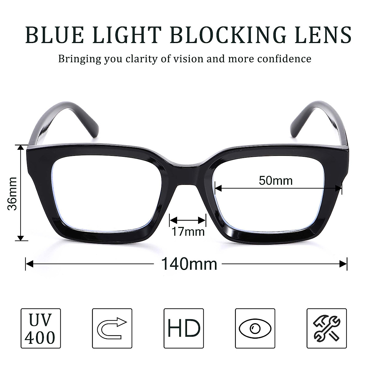 Rmerom Blue Light Glasses for Women Men Fashion Black Glasses Classic Square Eyewear Thick Non Prescription Frame (Black Glasses)