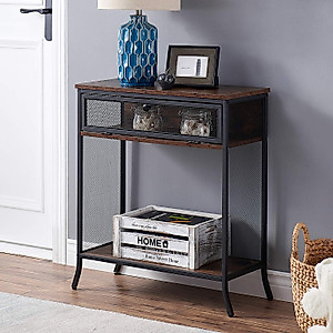 VECELO End Table Bedroom,Retro Brown, 24.7" Nightstand