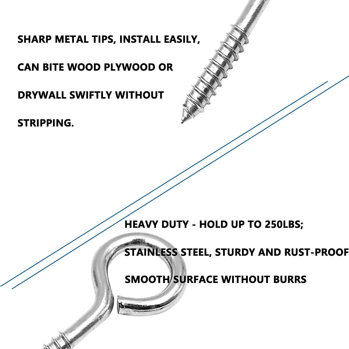 AYSUM 20Pcs 3.2 Inch Screw Eyes Heavy Duty Stainless Steel Screw in Eye Hooks for Wood, Metal Eye Lag Eyebolt for Indoor & Outdoor Use