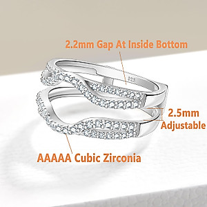 SHELOVES Womens 925 Sterling Silver Engagement Ring Enhancer Round White AAAAA CZ Infinity Wrap Guard Rings Sz 7