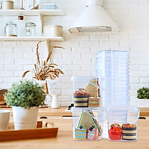 Macarrie 50 Pack 68 oz Square Deli Containers with Lids Clear Plastic Food Storage Containers Airtight Deli Containers with Lids and Handles for Food Prep Freezer Kitchen Restaurant Supplies