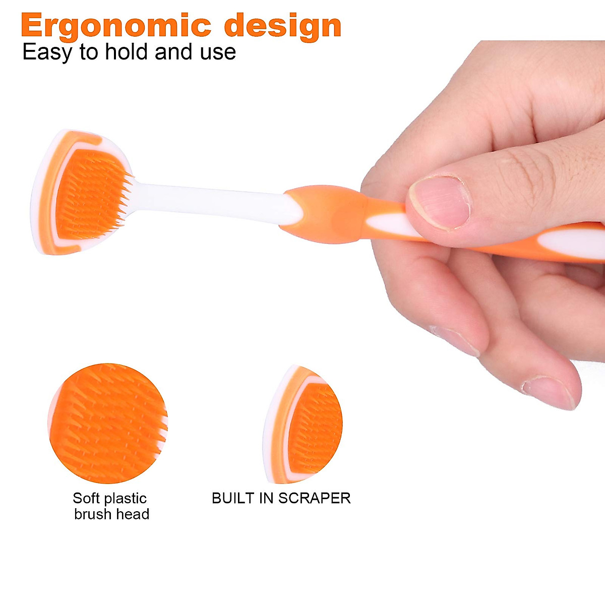 Tongue Cleaner for Adults Kids 4pcs Plastic Tongue Scraper Travel Portable Tongue Brush for Oral Care, Freshen Breath, Fight Bad Breath