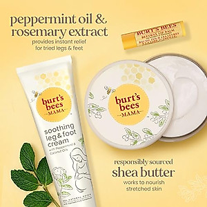 Burt's Bees Pregnancy Essentials Gifts Set, 3 Giftable Baby Shower Products & Must Have Baby Registry Items, Nourishing Skincare - Mama Belly Butter, Original Lip Balm, Leg & Foot Cream