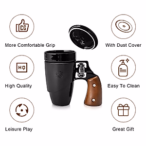 Pukomc Gun mug,Ceramic Coffee Mug,Fathers Day Dad Gifts, Birthday Gifts for Men and Women Revolver Coffee Mug for Cappuccino Latte or Hot Tea (16OZ) (Black)