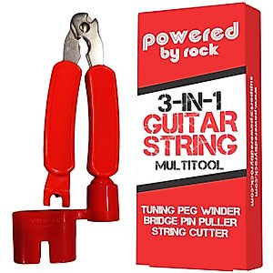 Guitar String Winder, String Cutter and Bridge Pin Puller - 3-in-1 Guitar Tool for Acoustic and Electric Guitars - Wind Guitar Strings Quickly - Cut Excess String Off - Pull Pins Out Easily