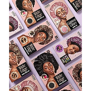 KISS Colors & Care Silky Satin Wide Edge Double Wear Cap XL,Leopard,Double Sided Reversible Design,Protects styles & Retains Moisture,Slip-Free,Comfortable & Durable Overnight Hair Bonnet