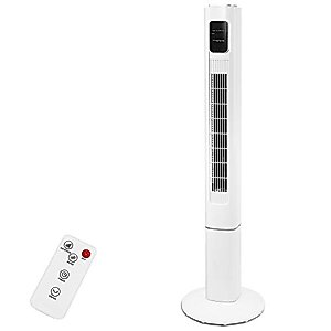 Kismile 36'' Tower Fan with Remote, Oscillating Quiet Cooling Fan, Bladeless Standing Fan with 3 Modes, Built-in Timer, LCD Display for Home/Office (White, 36 Inch) (47 inch, White)