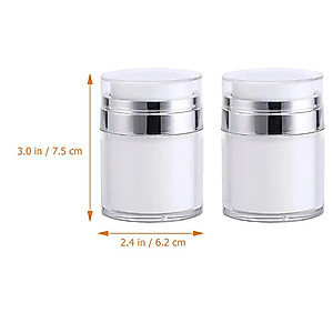 Monzam 2 PCS 50ml Airless Pump Bottle, Airless Pump Jar, Moisturiser Pump Dispenser, Airless Pump Jars, Drunk Elephant Container, Suitable for Filling Travel Foundation, Cream, Lotion, Moisturizer