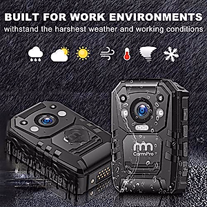 1296P HD Police Body Camera,64G Memory,CammPro I826 Premium Portable Body Camera,Waterproof Body-Worn Camera,Night Vision,GPS for Law Enforcement Recorder,Security Guards,Personal Use1
