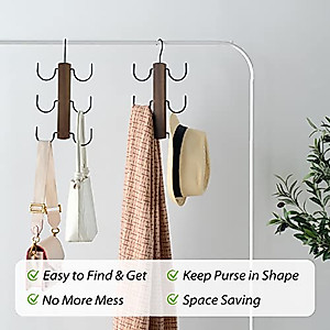 Mkono 3 Pack Pants Hangers Space Saving 5 Tier Skirt Hanger with Adjustable Clips and Purse Hanger Organizer for Closet, 2 Pack 360°Swivel Bag Holder