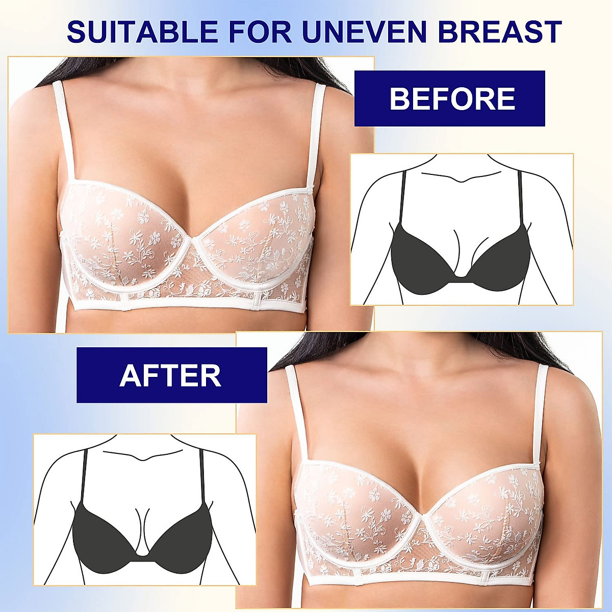 Nimiah Silicone Bra Inserts Breast Pads Push-up Inserts for Women | Removable Sticky Bra Cups for Swimsuits Dresses Bikini Top 3 Pairs