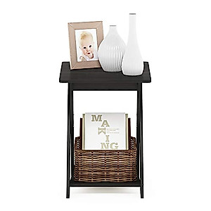 FURINNO Modern Simplistic End Table, 1-Pack Without Tray, Espresso
