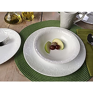 Corelle Vitrelle 4-Pieces 8.5" Glass Salad/Appetizer Plates, Chip & Crack Resistant Glass Dinnerware Set Plates, Bella Faenza
