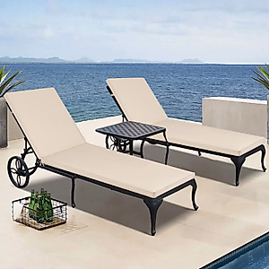 PERFECT GARDEN Chaise Lounge Cushion: Weather Resistant & Fade Resistant for Outdoor Patio Furniture, Ideal for Lawn & Pool, 74.5" W x 22" D (Beige, 1-Pcs Set)