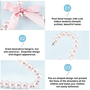 AHANDMAKER 5 Pack Pearl Beads Metal Elegant Clothes Hangers, Small Pet Hanger Plastic Pearl Beaded Clothes Hangers, for Pet Cats and Dogs, Puppet Clothes (Pink)
