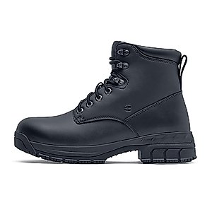 Shoes for Crews Rowan, Men's Steel Toe (ST) Work Boots, Slip Resistant, Water Resistant, Black, Size 16 Wide