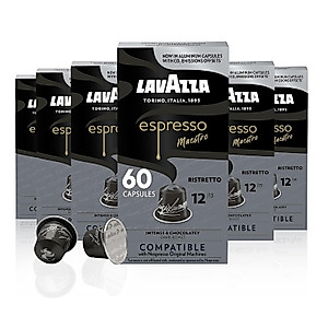 Lavazza Lavazza Ristretto Noble Dark Roast Coffee Capsules Compatible with Nespresso Original Machines, Ristretto, 10 Count (Pack of 6)