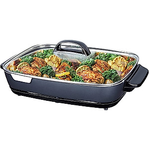 16 Inch Nonstick Electric Skillet - with Glass Cover Electric