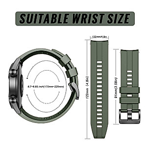 NotoCity for Samsung Galaxy Watch 46mm/ Galaxy Watch 3 45mm/ Huawei GT/Huawei GT 2(46mm) Watch Band, 22mm Silicone Straps Watch Band Accessory (army green)