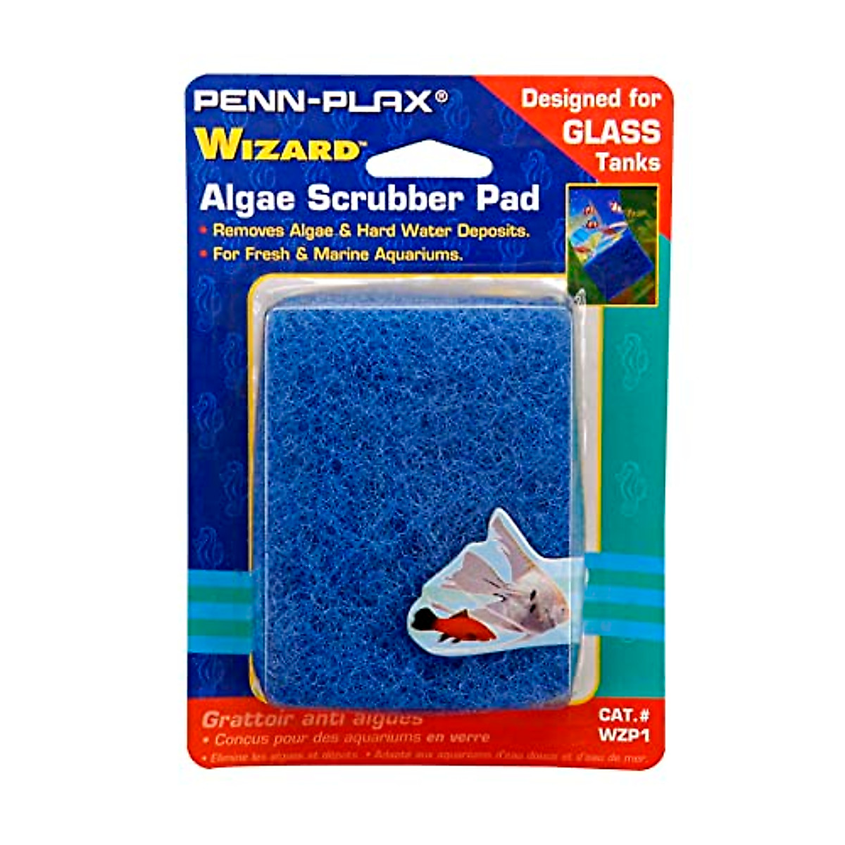 Penn Plax WZP1 Wizard Algae Scrubber Pad – for Glass Tanks – 3” x 4”