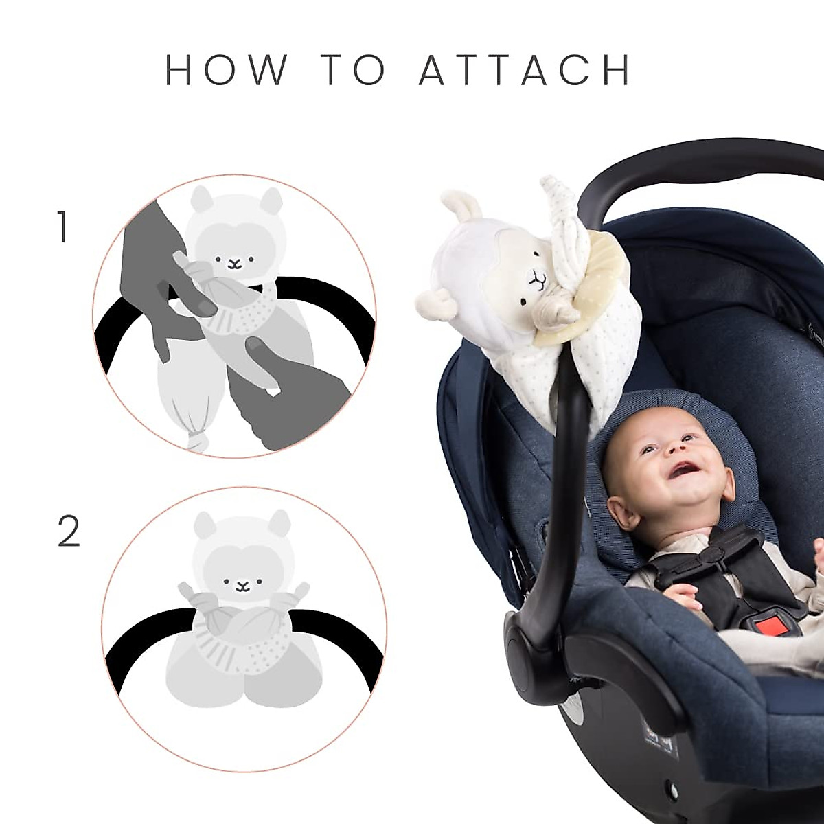 Lulyboo Lovey Baby Sleep Soother, Plush Security Blanket Teether with Music, White Noise and Vibration Machine, Attaches to Cribs, Llama