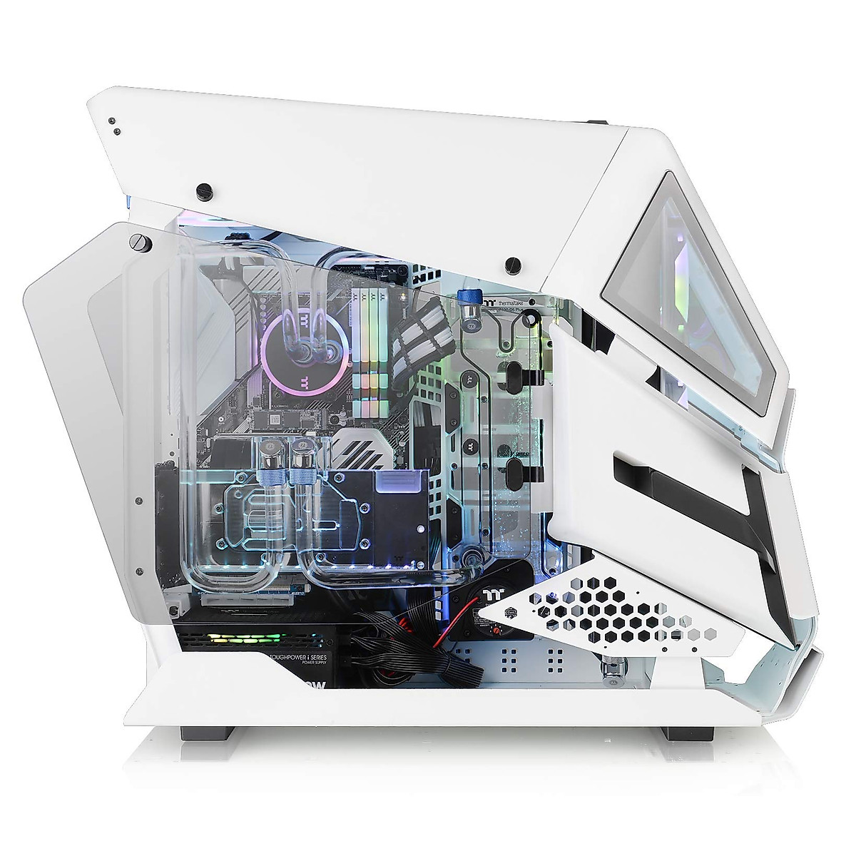 Thermaltake AH T600 Snow Helicopter Styled Open Frame Tempered Glass Swing Door E-ATX Full Tower Case CA-1Q4-00M6WN-00