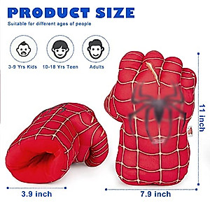 Superhero Toys for Kid, Red Boxing Gloves Kids Plush Hands Fists Toys, Superhero Halloween Costume Cosplay Festival Party Supplies Favors Christmas Gift for 3-10 Year Old Boys Girls Teen