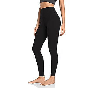 HeyNuts Full Length Leggings for Women with Drawstring, High Waisted Compression Tummy Control Workout Yoga Gym Buttery Soft Pants 28’’ Black M(8/10)