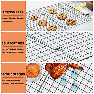 Cooling Rack for Baking 2-Pack, 15 x 10 Inches Baking Rack, Stainless Steel Wire Cookie Rack Fits Jelly Roll Sheet Pan, Oven Safe for Cooking, Roasting, Grilling