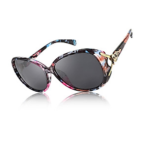 FEISEDY Women Oversized Polarized Sunglasses Ladies Large Shades Classic Fox Sunglasses B2730 (Floral, 58)
