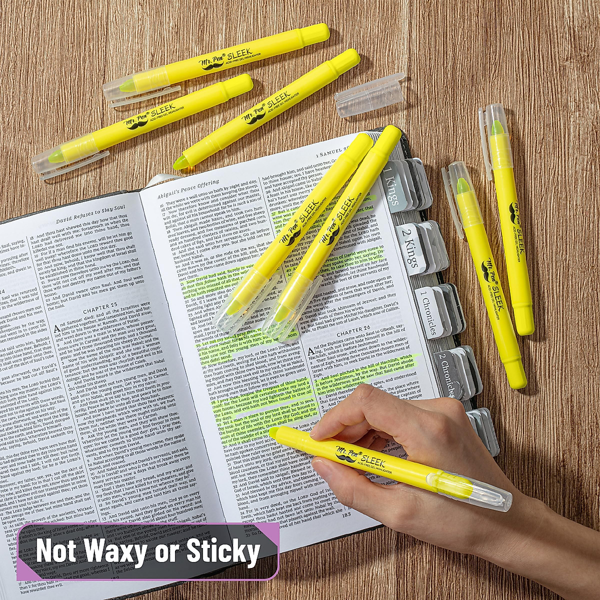 Mr. Pen- No Bleed Gel Highlighter, Bible Highlighters, Yellow, Pack of 8, Gel Highlighters