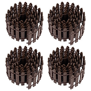AUEAR, 35 Inch Mini Fairy Garden Fence Wood Ornament Wooden Decorative Picket for DIY Crafts Project (Brown, 4-Pack)