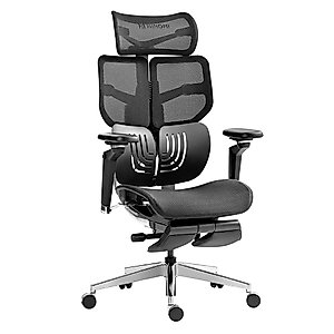 HINOMI X1 Ergonomic Office Chair with Foot Rest - Comfortable Computer Chair, Home Office Desk Chair with Lumbar Support, Comfy Mesh Office Chair, Gaming Chair for Adults (Black, Large)