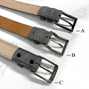 19000 Men's Suede Belt Genuine Leather Casual Dress Belt 1-3/8"(35mm) Wide (Gray, 34)