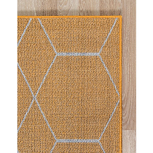 Unique Loom Trellis Frieze Collection Area Rug - Geometric (2' x 6' 1" Runner, Orange/ Ivory)