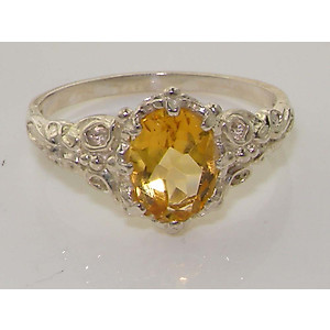 LetsBuyGold 925 Sterling Silver Natural Citrine Womens Promise Ring - Size 7.5
