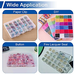 MroMax Fixed 24 Grids Clear Plastic Organizer Box Container Craft Storage, PP Organizer Box for Beads Organizer Art DIY Crafts Jewelry Fishing Tackles