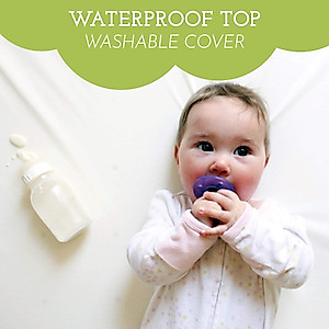 Little Sleepy Head Waterproof Crib Mattress Pad, 2” Ventilated Soft Memory Foam Topper for Toddler Bed Mattress or Crib Padding, Removable Washable Non-Slip Cover