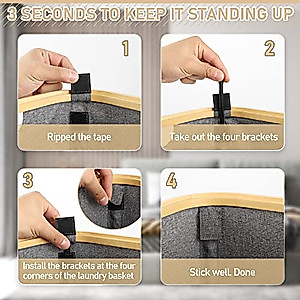 105L X-Large Foldable Laundry Basket with Bamboo Handles, Collapsible Laundry Hamper for Storage, Clothes Towels Blankets Toys Organizer for Bathroom, Bedroom, Dorm Room Essentials - Pack of 1 Gray