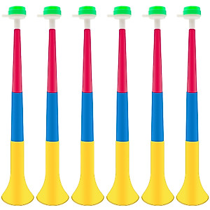 6 PCS Plastic Collapsible Stadium Horns, Collapsible Air Horns Noisemaker Toys for Sporting Events Football Games Graduation School Sports Party Decorations Supplies Favors (Random Color Matching)