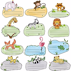 48 Pieces Jungle Animal Cutouts Safari Friend Animal Cutouts Colorful Animal Paper Cutouts with Glue Point Dots for Bulletin Board Classroom School Safari Animals Theme Party