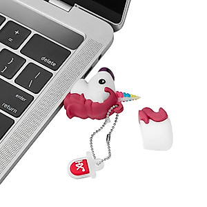 SBR-Trade USB Flash Drives , 32GB / 64GB Silicone Waterproof USB 2.0 USB Memory Stick Pen Drive U Disk Jump Drive Data Storage Pendrive Thumb Drives (64GB, Cute Shark)