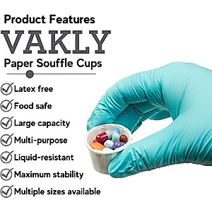 Vakly Disposable Paper Souffle Medicine Cups 3/4 oz [Pack of 500] – (0.75 Ounce) Small Cups for Medication Distribution, Pills, Tasting, Condiments, Food and Dessert Serving