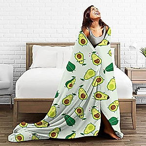 Cute Avocado Throw Blanket Warm Ultra-Soft Micro Fleece Blanket for Bed Couch Living Room Decoration