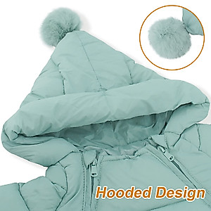 Happy Cherry Jumpsuit for Baby Boy Girls One Piece Snowsuit Hoodie Outerwear Jackets Coats Snow Suits Winter Soft Warm Bodysuit Infant Toddler Bunting Suits with Adjustable Shoes Green